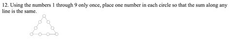 12 Using The Numbers 1 Through 9 Only Once Place