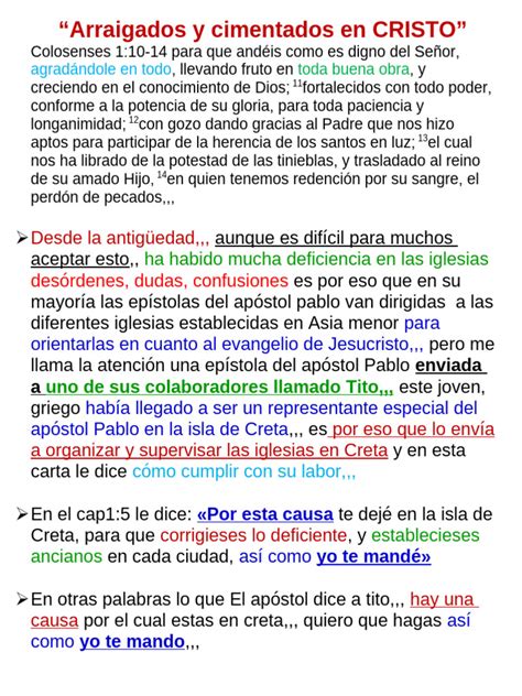 Arraigados Y Simentados En Cristo Pdf Cristo Título Pablo El