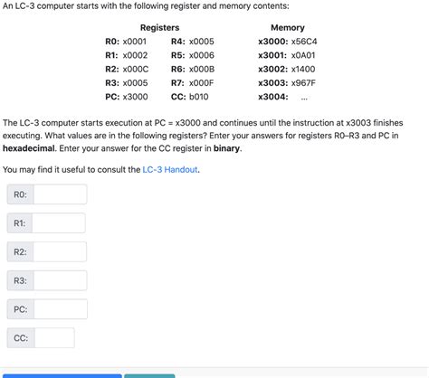 Solved An Lc 3 Computer Starts With The Following Register