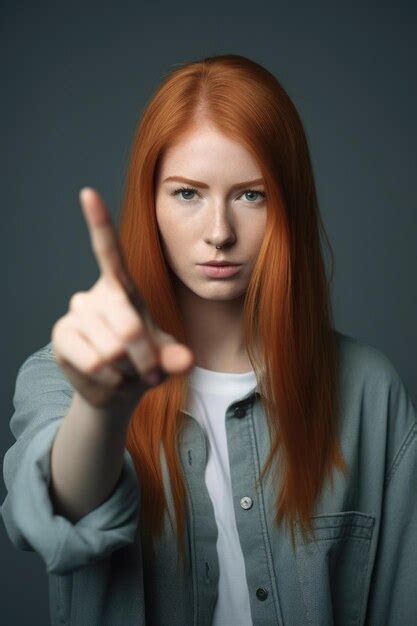 Premium Ai Image Shot Of A Young Woman Holding Up Her Middle Finger Against A Grey Background