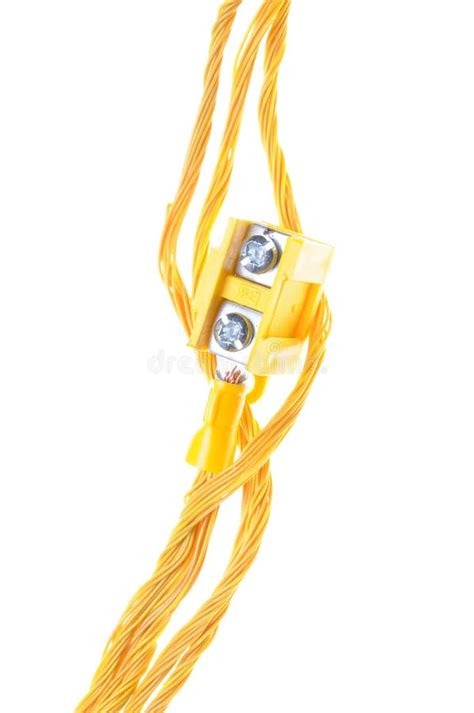 Electric Power Distribution Cable With Terminal Block Stock Image Image Of Macro Material