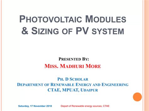 Photovoltaic Modules Sizing Of Pv System PPTX
