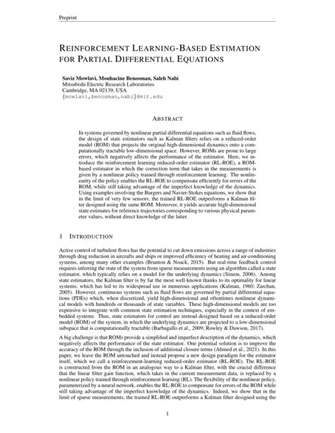 pdf reinforcement learning based estimation for partial differential equations