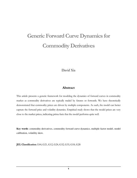 Pdf Generic Forward Curve Dynamics For Commodity Derivatives