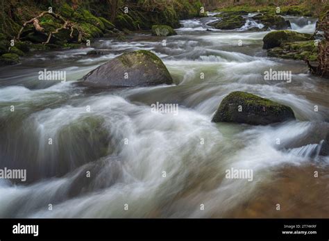 Fast Flowing Water On The Rivers At National Trusts Watersmeet In North