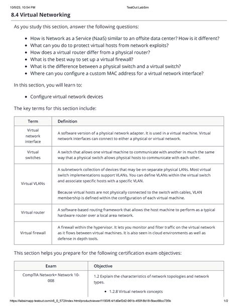 Virtual Networking PM TestOut LabSim Studocu