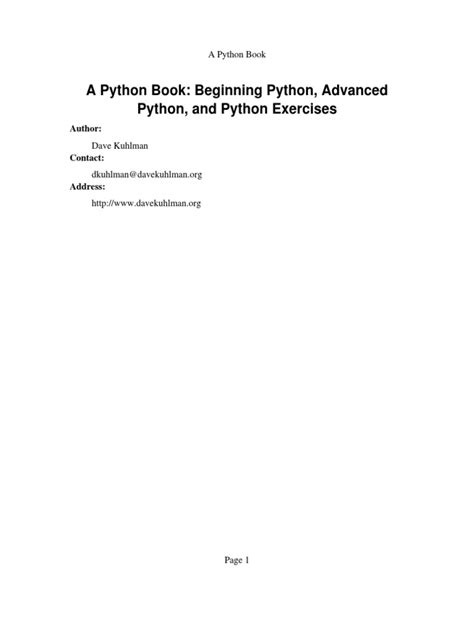 Python Book Basics Pdf Python Programming Language Class