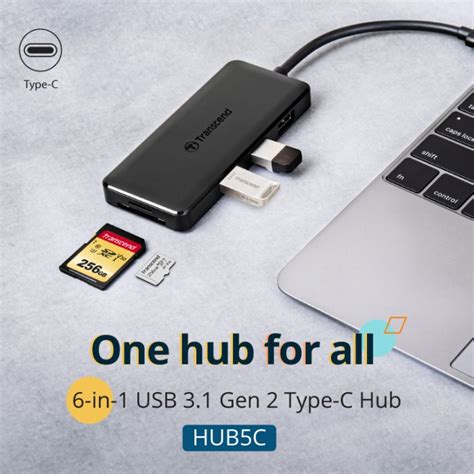 Transcend 6 In 1 USB Type C Hub USB 3 1 Gen 2 Digitalzone2u