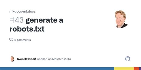 Generate A Robotstxt · Issue 43 · Mkdocsmkdocs · Github