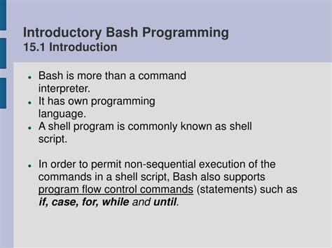 Ppt Chapter 15 Introductory Bash Programming Powerpoint Presentation Id4308141
