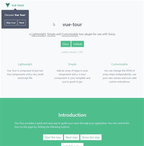 Vue Tour一款非常好用的新手引导插件 Duidaima 堆代码 Vue Tour一款非常好用的新手引导插件 Duidaima 堆代码
