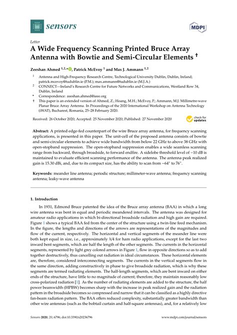 Pdf A Wide Frequency Scanning Printed Bruce Array Antenna With Bowtie
