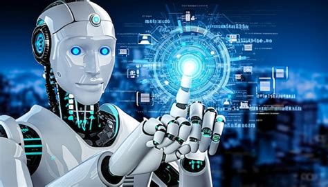 Premium Photo Cyber Digital World Android Robot Pointing Finger Generative Ai