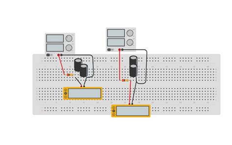 Circuit Design Rangkaian Pengisian Kapasitor Susunan Seri Tinkercad