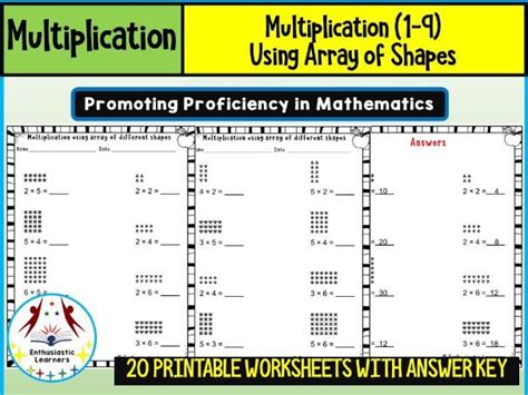 Multiplication Using Array Of Different Shapes 19 Worksheets Math