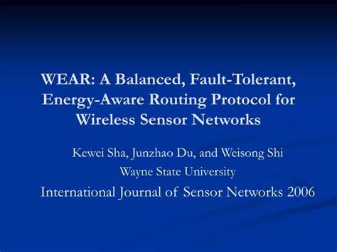 Ppt Wear A Balanced Fault Tolerant Energy Aware Routing Protocol