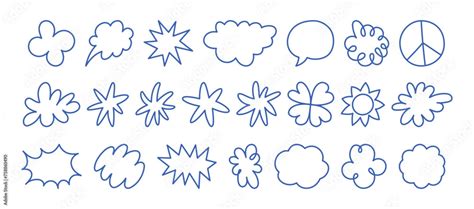 Vector Set Of Stickers Scribbles And Doodles In Simple Linear Hand