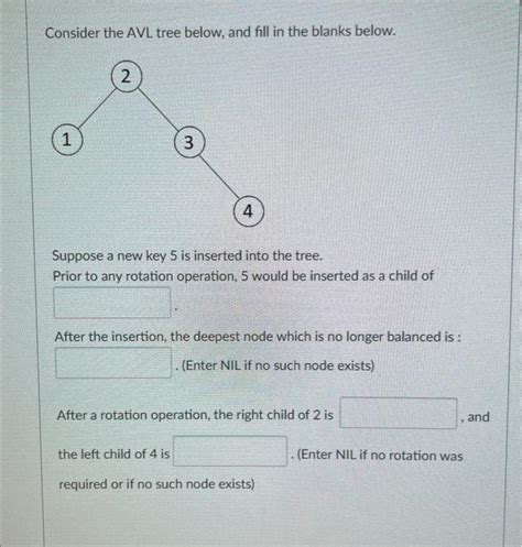 Solved Consider The Avl Tree Below And Fill In The Blanks