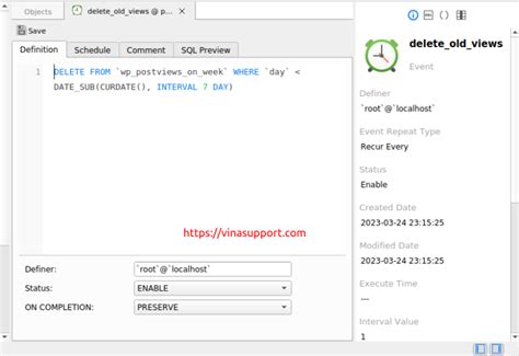 Tạo Và Quản Lý Event Scheduler Trong Mysql Mariadb Vinasupport