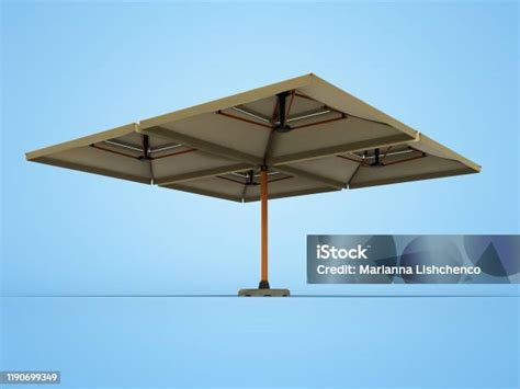 그림자와 파란색 배경에 중앙 지원 3d 렌더링에 레스토랑에 대 한 큰 우산의 개념 0명에 대한 스톡 사진 및 기타 이미지 0명 공란 관광 Istock