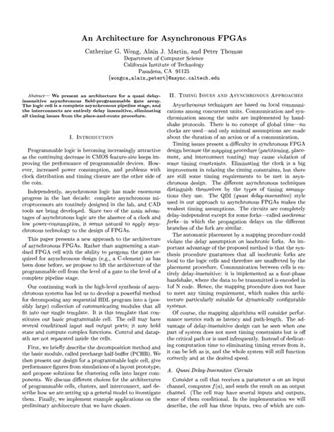 Pdf An Architecture For Asynchronous Fpgas