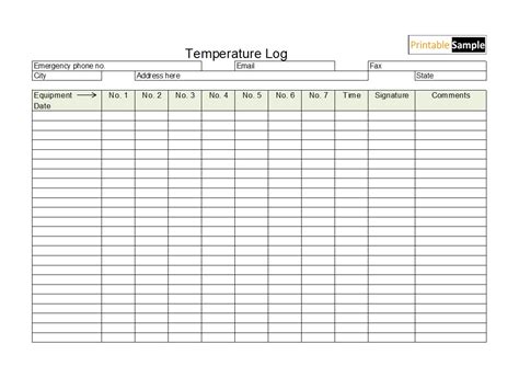 40 Printable Temperature Log Sheets Word Excel Pdf 41 Off
