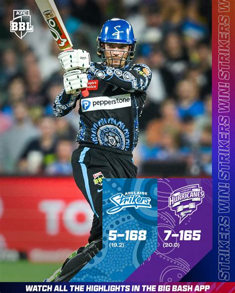 Adelaide Strikers Vs Hobart Hurricanes Highlights Bbl Strikers Beat