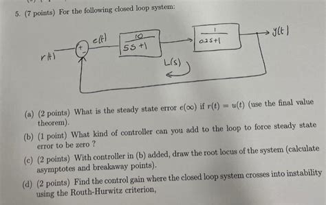 solved 5 7 points for the following closed loop system
