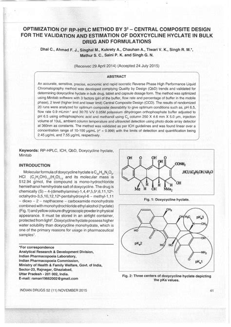 Pdf Optimization Of Rp Hplc Method By 32 Central Composite Design For The Validation And