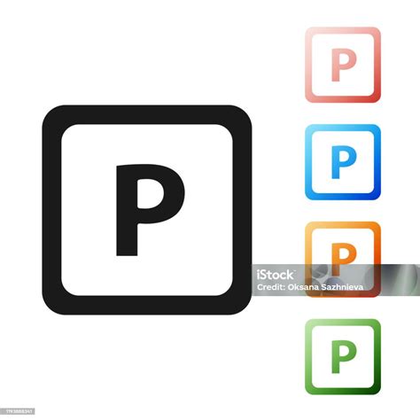흰색 배경에 격리 된 검은 색 주차 아이콘입니다 도로 표지판입니다 다채로운 아이콘을 설정합니다 벡터 일러스트레이션 거리에 대한 스톡 벡터 아트 및 기타 이미지 Istock