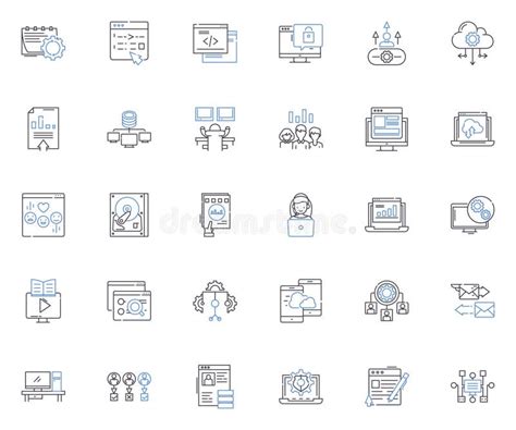 Online Selling Line Icons Collection E Commerce Marketplace Internet Digital Platform