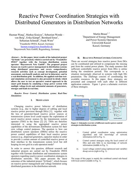 Pdf Reactive Power Coordination Strategies With Distributed