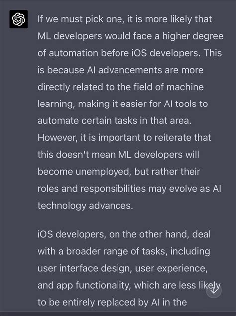 According To Gpt4 Ml Development Is More Likely To Be Replaced Earlier
