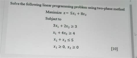 Solved Solve The Following Linear Programming Problem Using
