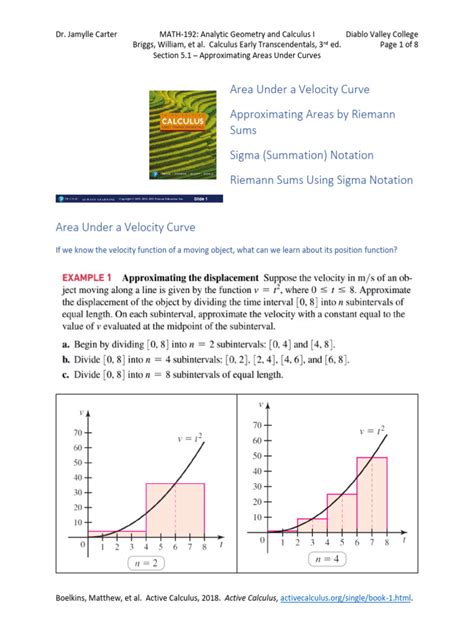 51 Approximating Areas Under Curves Electronic Pdf