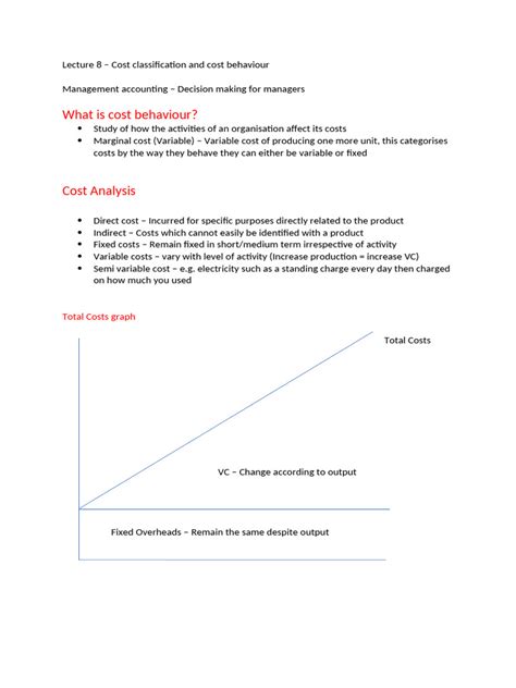 Lecture 8 Cost Classification Pdf Management Accounting Business