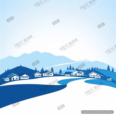 AI创作图山峦小屋雪景 乡村风貌冬季 冬日小村庄 冬日山川插画 冬季雪景村庄 白雪乡村雪景 冬景山丘 冬日山川风景插画 雪原山村雪山 山村插画