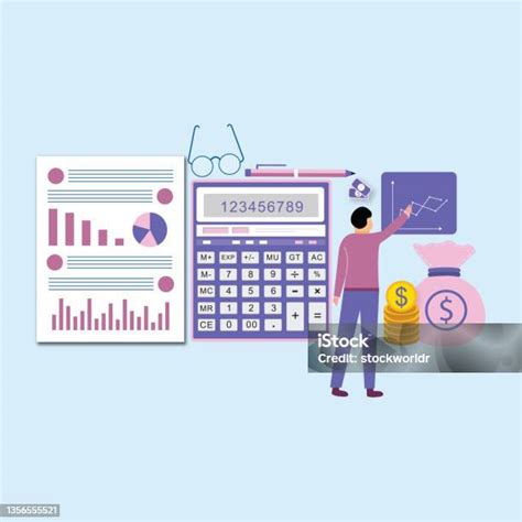 회계 금융 은행 데이터 거대한 클립 보드 충전 부기 차트 주식의 주위에 작은 회계사 문자 대출에 대한 스톡 벡터 아트 및 기타