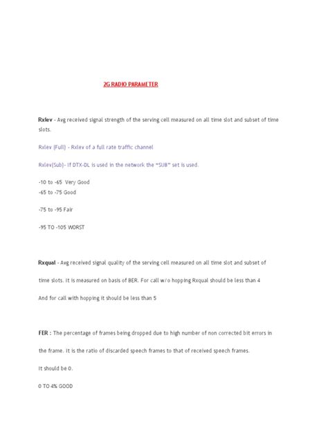2g Parameter Pdf Antenna Radio Cellular Network