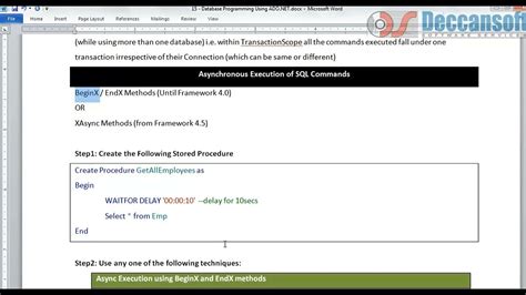 C Asynchronous Execution Of Sql Commands Youtube