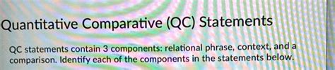 Solved Quantitative Comparative Qc Statements Qc Statements Contain
