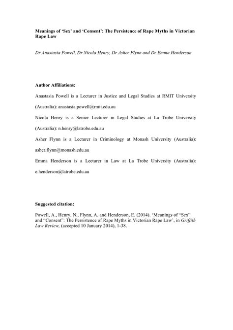 Pdf Meanings Of ‘sex And ‘consent