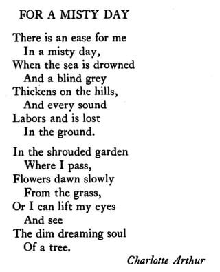 Poem For A Misty Day ~ Charlotte Arthur Rpoetry
