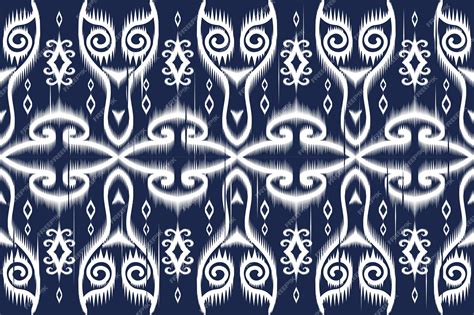 직물 및 기타 아시아 국가 디자인의 민족 Ikat 기하학적 동양 패턴 프리미엄 벡터