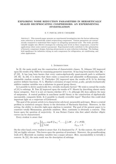 Pdf Exploring Noise Reduction Parameters In Hermetically Sealed Reciprocating Compressors An