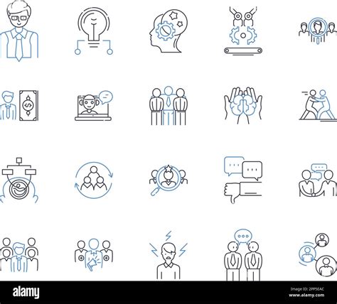 Workers Testing Line Icons Collection Assessments Trials Experiments