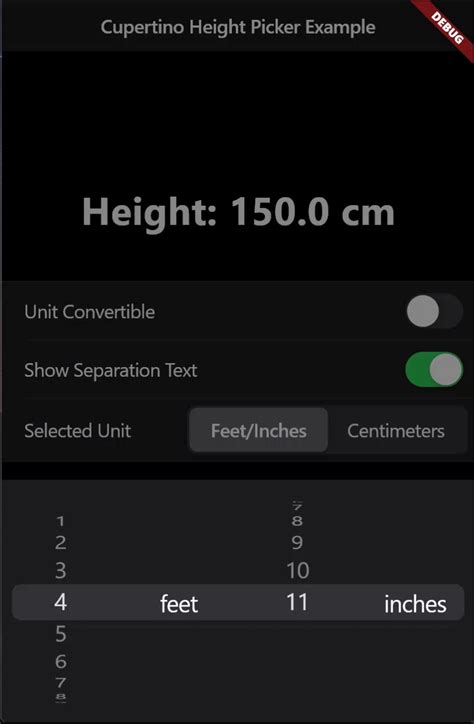 Cupertino Height Picker Flutter Package