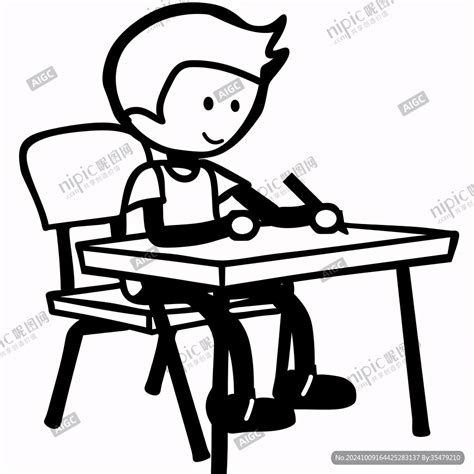 Ai创作图手绘同桌 卡通写作业 学生简笔画 校园人物简笔画 认真写字的小孩 画画的男生 写作业的小孩 写作业的男孩 人物坐姿简笔画 学生上课