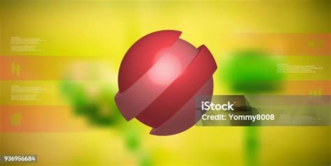 이동 되는 4 개의 빨간 부분을 비스듬히 슬라이스 볼의 모티브로 3d 그림 Infographic 템플릿 간단한 로그인 텍스트 색상 배너에 있다입니다 흐리게 사진 배경으로