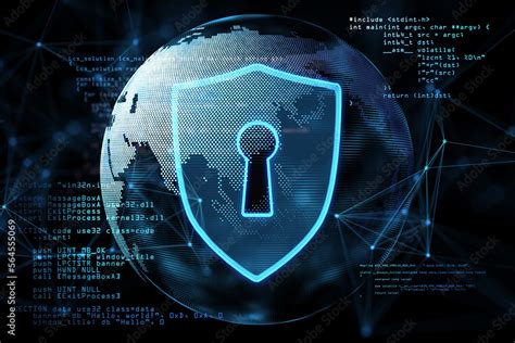 cyber security and global protection concept with digital keyhole in